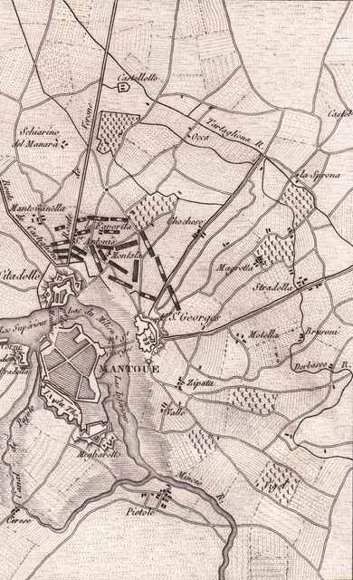 19TH MAP CITY of Mantua Mantua Italian Campaign Napoleon Bonaparte 1818 ...