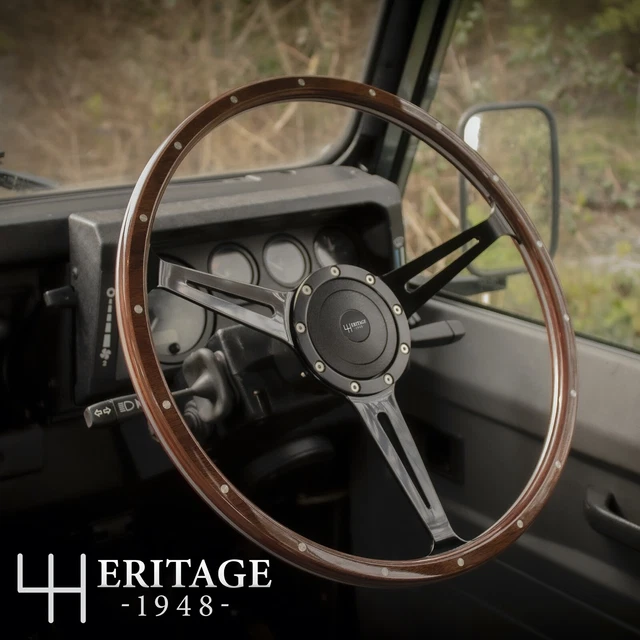 LAND ROVER DEFENDER 17" Beech Wood Rim Steering Wheel + 36 Spline Boss ...