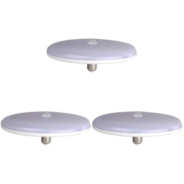 3PCS INFRARED INDUCTION Lamp Human Body Sensor LED Bulb Round Dish ...