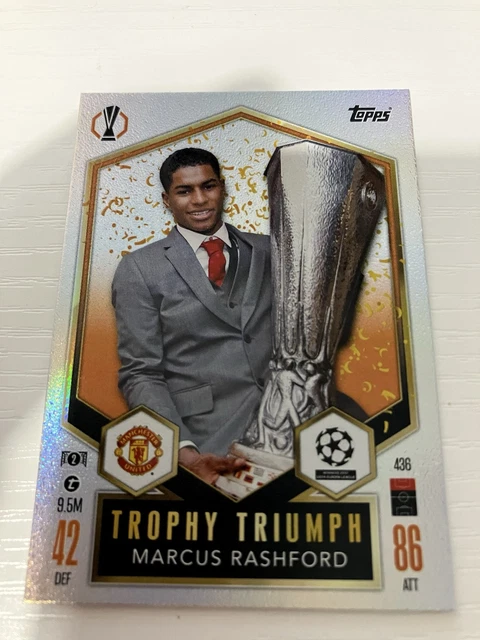 TOPPS MATCH ATTAX 2024 - 25 Card Marcus Rashford Manchester Utd Trophy ...
