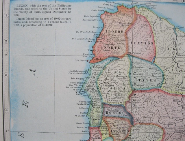 ORIGINAL ANTIQUE 1899 Miller Atlas Map Luzon, Philippine Islands £15.66 ...