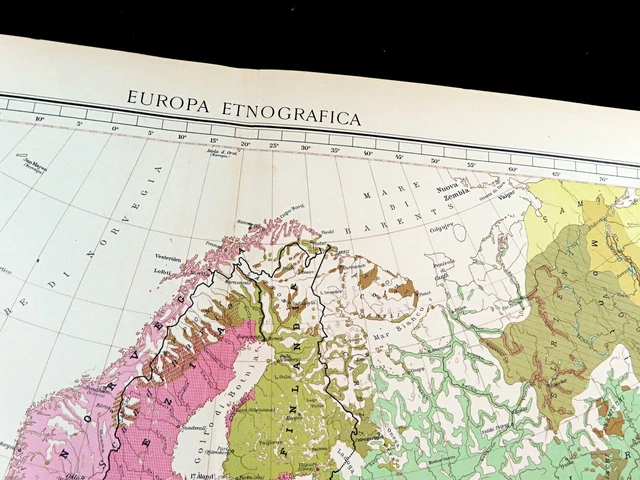 ANTIQUE ITALIAN MAP of Europe Ethnographic Ethnicity Population Chart ...