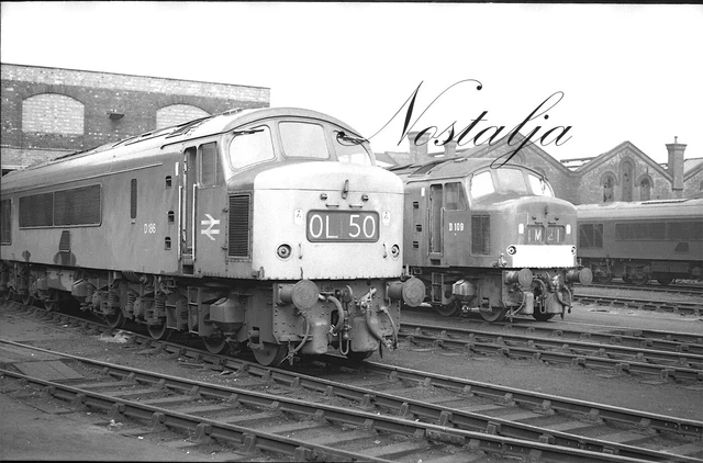 RAILWAY NEGATIVE CLASS 45 Peaks D186 and D109 + D2091 Leeds Holbeck ...