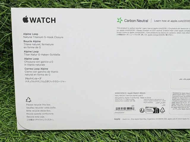 GENUINE APPLE WATCH 49mm Navy Alpine Loop Natural Titanium Finish Small ...