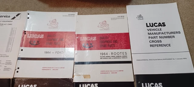 VINTAGE LUCAS (U.K.) AUTO PARTS CATALOGS, 1953 & newer! $12.54 ...