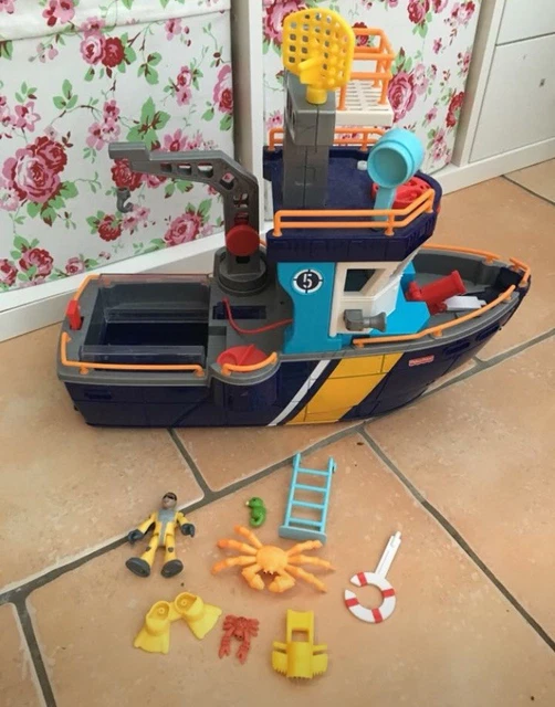 FISHER PRICE IMAGINEXT Ocean Boat Fishing Trawler Sea Play Set £12.99 ...