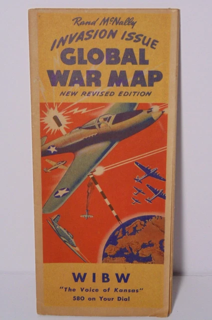 WWII ERA 1940S Rare Vintage WIBW Radio Topeka Kansas Rand McNally WW2 ...