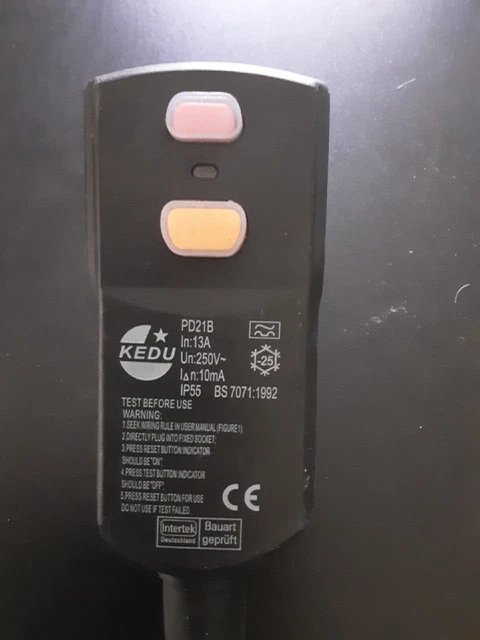 KEDU PD21B 250V 10mA RCD Trip Switch Breaker plug £32.99 - PicClick UK