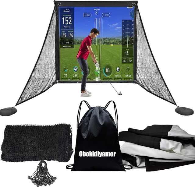 GOLF SIMULATOR IMPACT Screen with Black Double Layer Blackout Cloth ...
