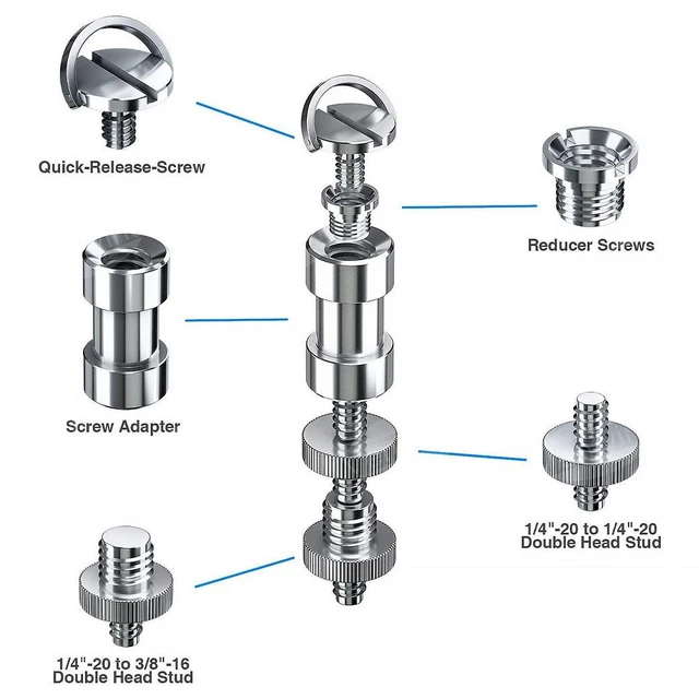22PCS 1/4 INCH to 3/8 Inch Threaded Tripod Screw Adapter Tripod ...