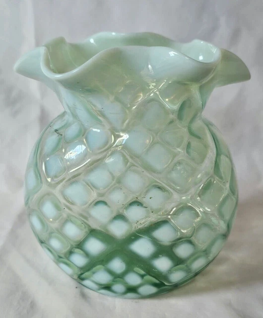 PRETTY ARTS & Crafts Opaline Vaseline Vase £95.00 - PicClick UK