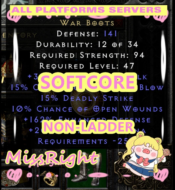 GORE RIDER--WAR BOOTS 🌺PC-SWITCH-PS-XBOX🌺Diablo 2 Resurrected SC Non ...