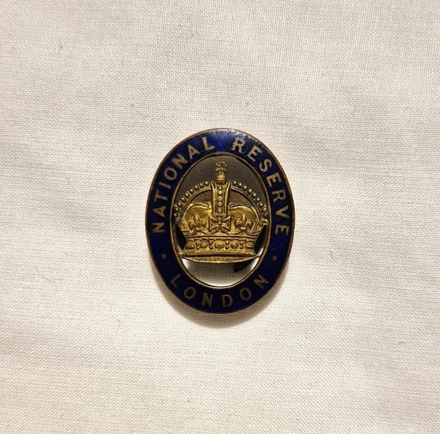 ORIGINAL WW1 BRITISH Army National Reserve London Brass Enamel Lapel ...