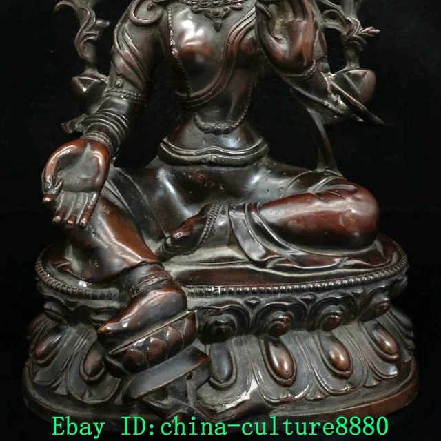 14.6 &VIEUX BOUDDHA bouddhique tibétain en cuivre violet sit Lian vert mère EUR 820,00 - PicClick FR