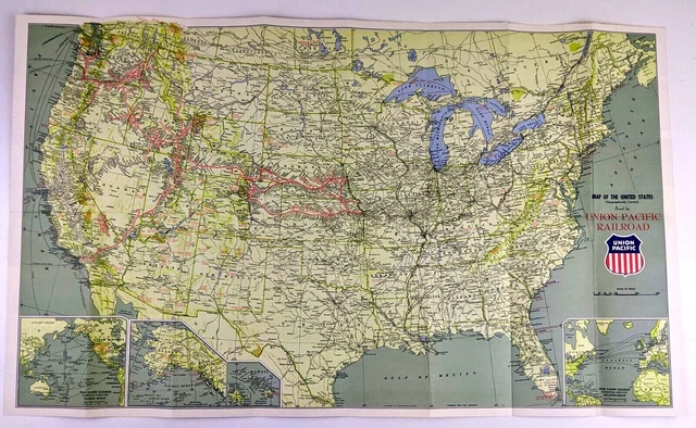 1970S UNION PACIFIC Railroad Map of the United States VTG Travel ...