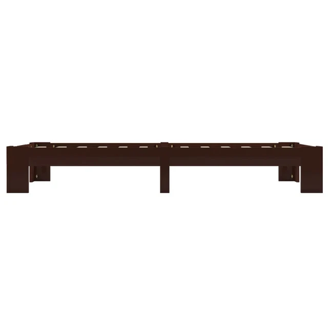 WALPLUS BED FRAME Dark Brown Solid Pine Wood 90x200 cm Single Wooden ...