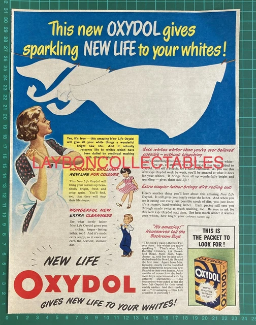 VINTAGE 1950’S OXYDOL Washing Powder Advert 1950 AD £4.50 - PicClick UK