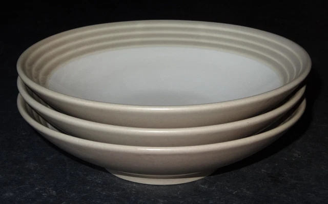 3 X DENBY INTRO STRIPES SAND BEIGE CEREAL / SOUP / DESSERT BOWLS SET ...