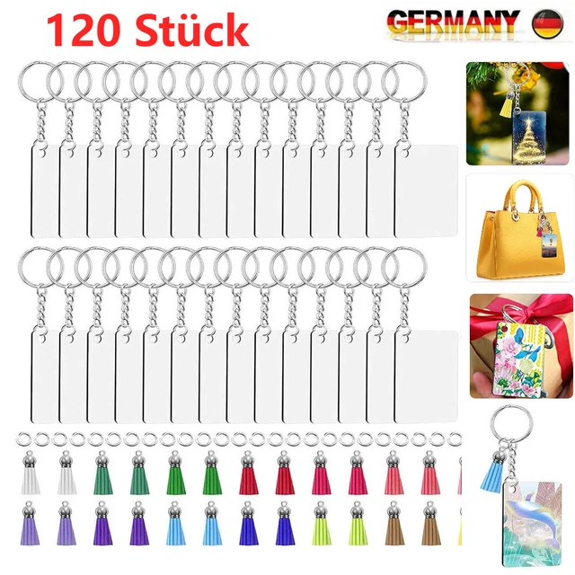 120 STK DURCHSICHTIGE Schlüsselanhänger-Rohlinge mit Quasten-Anhängern DIY Neu EUR 8,99 ...
