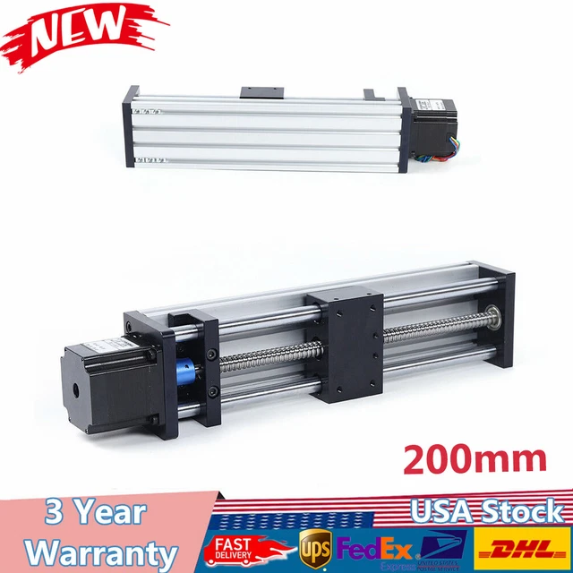 200MM LINEAR GUIDE Rail CNC Slide Stage Actuator Ball Screw Motion ...