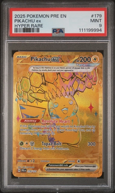 2025 POKEMON PRE En-Prismatic Evolutions Hyper Rare #179 Pikachu Ex Psa ...