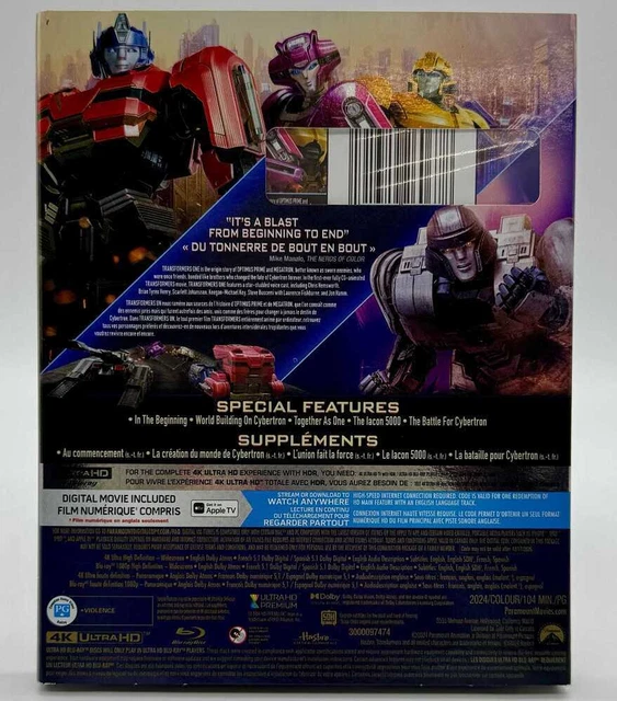 TRANSFORMERS ONE 4K UHD + Blu-Ray + Digital Code - NEW AND SEALED $25. ...