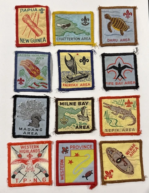 12 PAPUA NEW Guinea Boy Scout Badges: Old 1970s PNG NATIONAL & AREA PATCHES $75.00 - PicClick AU