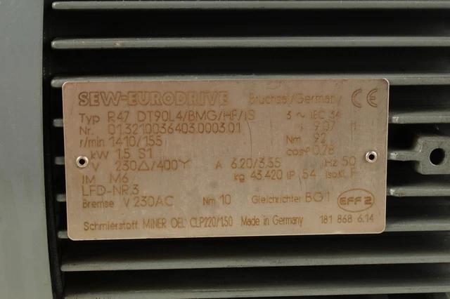 SEW-EURODRIVE R47 DT90L4/BMG/HF/IS (gear motor) - 6 months warranty ...