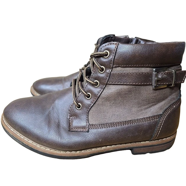 STEVE MADDEN YOUTH Size 5 Womens 7 Zip/Lace up Brown Boots Side buckle ...