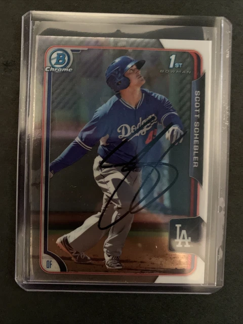 CARTE CHROME BOWMAN signée 2015 Scott Schebler auto LA Dodgers ...