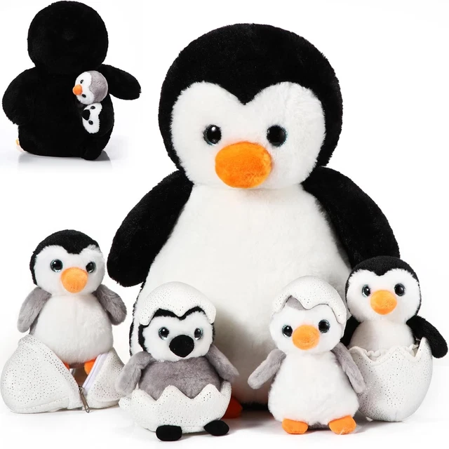 AORIHER 7 PCS Christmas Penguin Stuffed Animal Sets 14 Inch Mommy ...