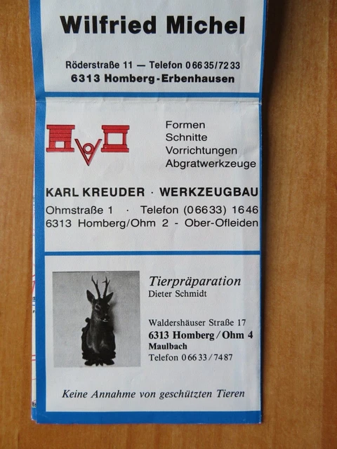 ALTER FALTPLAN STADTPLAN Homberg/Ohm Vogelsberg Karte 1990er ...