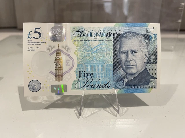 NEW KING CHARLES III £5 Five Banknote Low Serial Number CA06 399318 ...