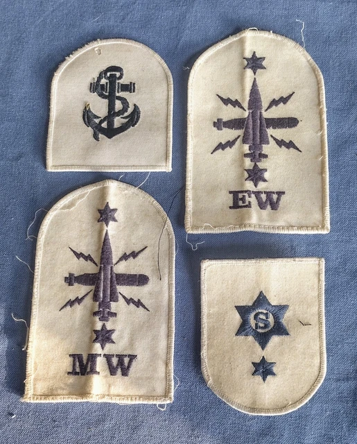 ROYAL NAVY TROPICAL White Uniform Trade and Rank Badges Group, Circa ...