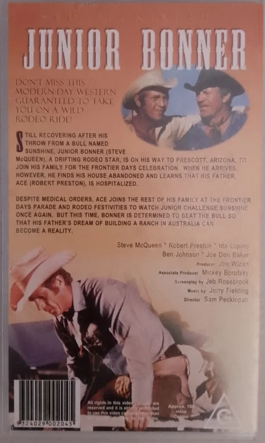 JUNIOR BONNER VHS Steve McQueen Sam Peckinpah western director PAL ...
