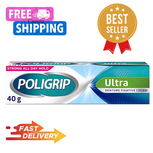 POLIGRIP ULTRA DENTURE Fixative Cream Polygrip Zinc Free 40g Mint ...