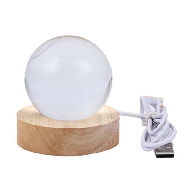 CRYSTAL BALL NIGHT Light with Base LED Table Lamp Lighted Stars Galaxy ...