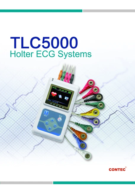CONTEC TLC5000 12-CHANNEL 24H Dynamic Holter ECG OLED PC synchro ...
