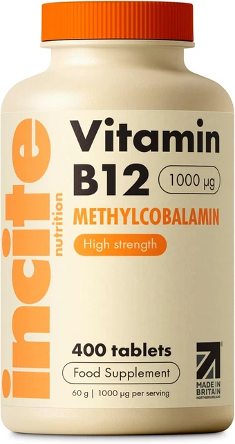 INCITE NUTRITION VITAMIN B12 Tablets 1000 mcg. +1 Year Supply of High Strength £10.82 - PicClick UK