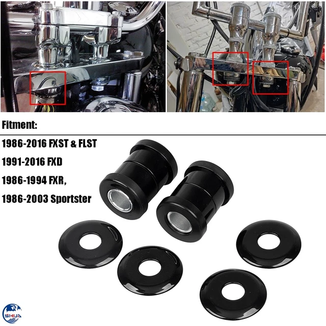 MOTORCYCLE BLACK HANDLEBAR Bar Riser Bushings For Harley Dyna Softail ...