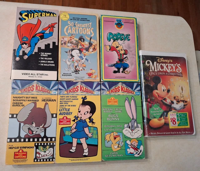 CLASSIC CARTOONS ANIMATION VHS Lot Superman Bugs Bunny Popeye Mickey ...