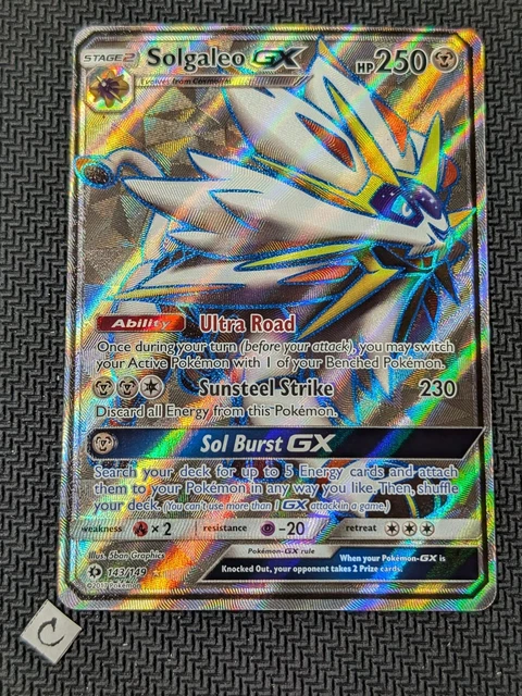 SOLGALEO GX 143/149 - Sun & Moon Base Set Full Art Holo Pokemon TCG NM ...