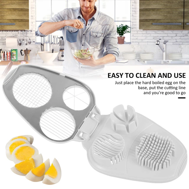 EGG SLICER 3 in 1 Stainless Steel Egg Cutter Multifunctional Boiled Egg ...
