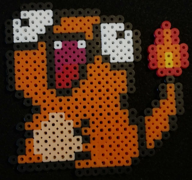 DERPY CHARMANDER POKÉMON Perle Sprite Pixel Art fait main geek ...