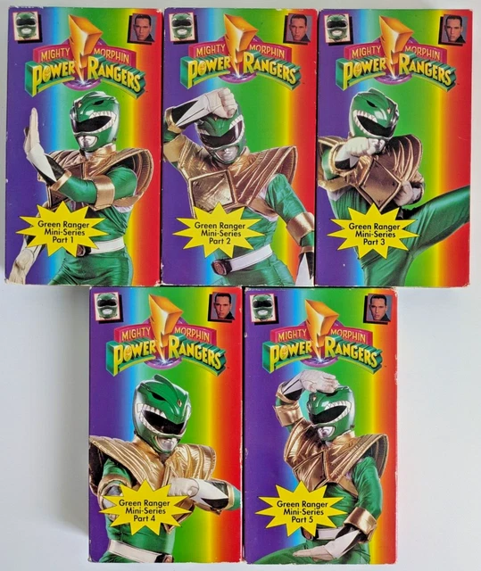 MIGHTY MORPHIN POWER Rangers Green Ranger Mini-Series Parts 1-5 VHS Lot ...
