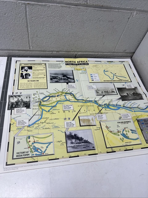 VINTAGE WW2 WAR Poster North Africa Campaign Nazi Germany Ww2 Map ...