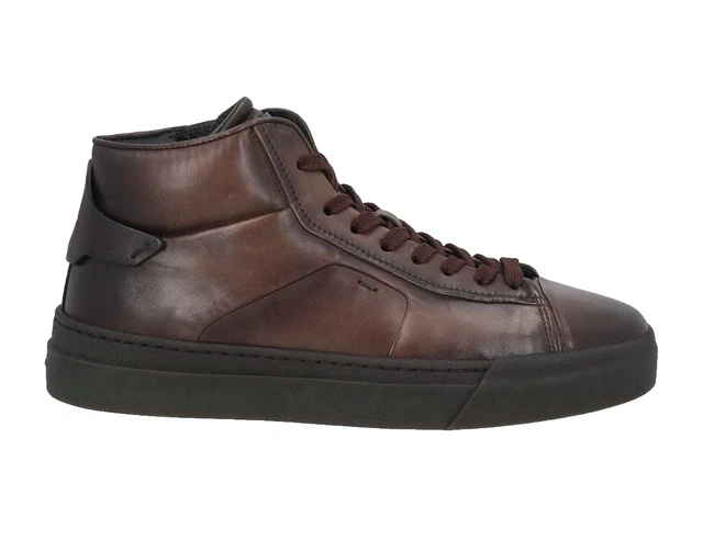 SANTONI MEN'S ITALY Brown Leather Shoes Boots Closed With Lace and Zip ...
