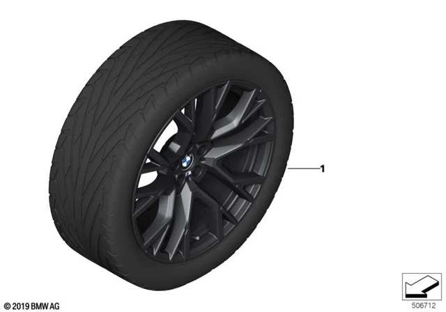 BMW GENUINE M Performance TPM Wheel Rim Tyre Set Summer Jet Black ...