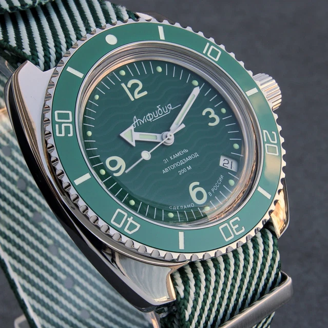 VOSTOK AMPHIBIA CUSTOM Russian Auto Dive Watch, New, Boxed, UK seller ...
