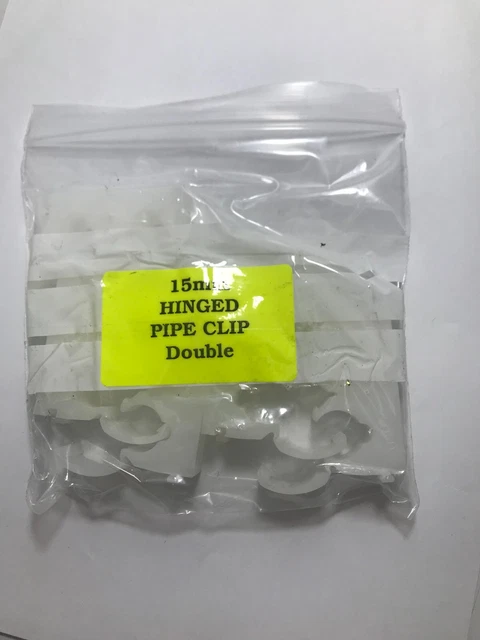 15 MM HINGED Pipe Clip Double White Pk 5 (M34) £1.99 - PicClick UK